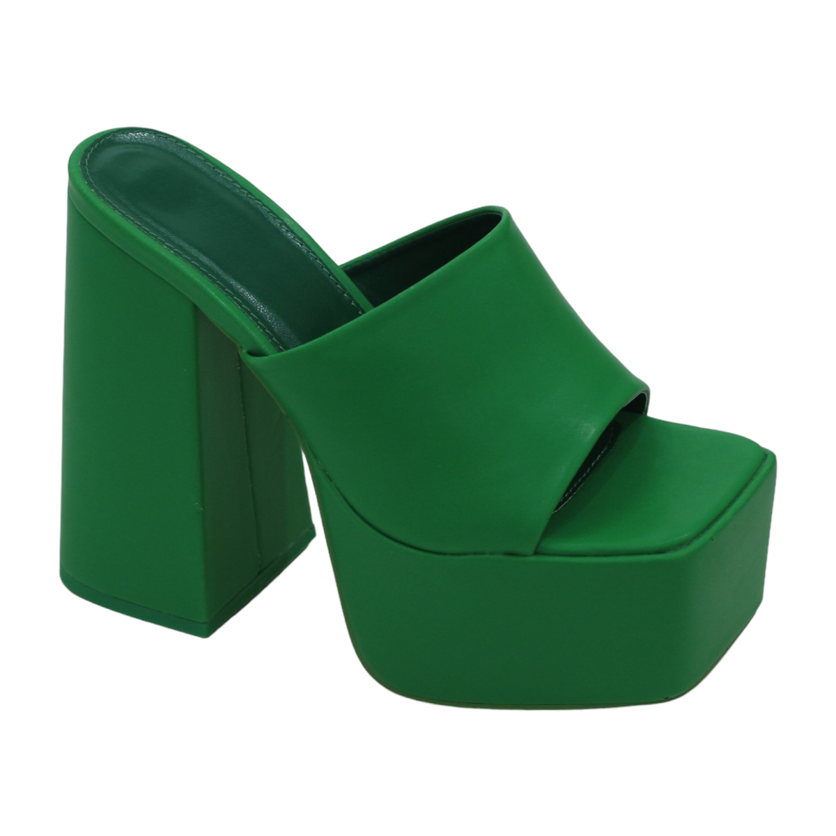 Lamara Paris Porto Platform Slide On 14cm Thick Heel PU Green | Shop ...