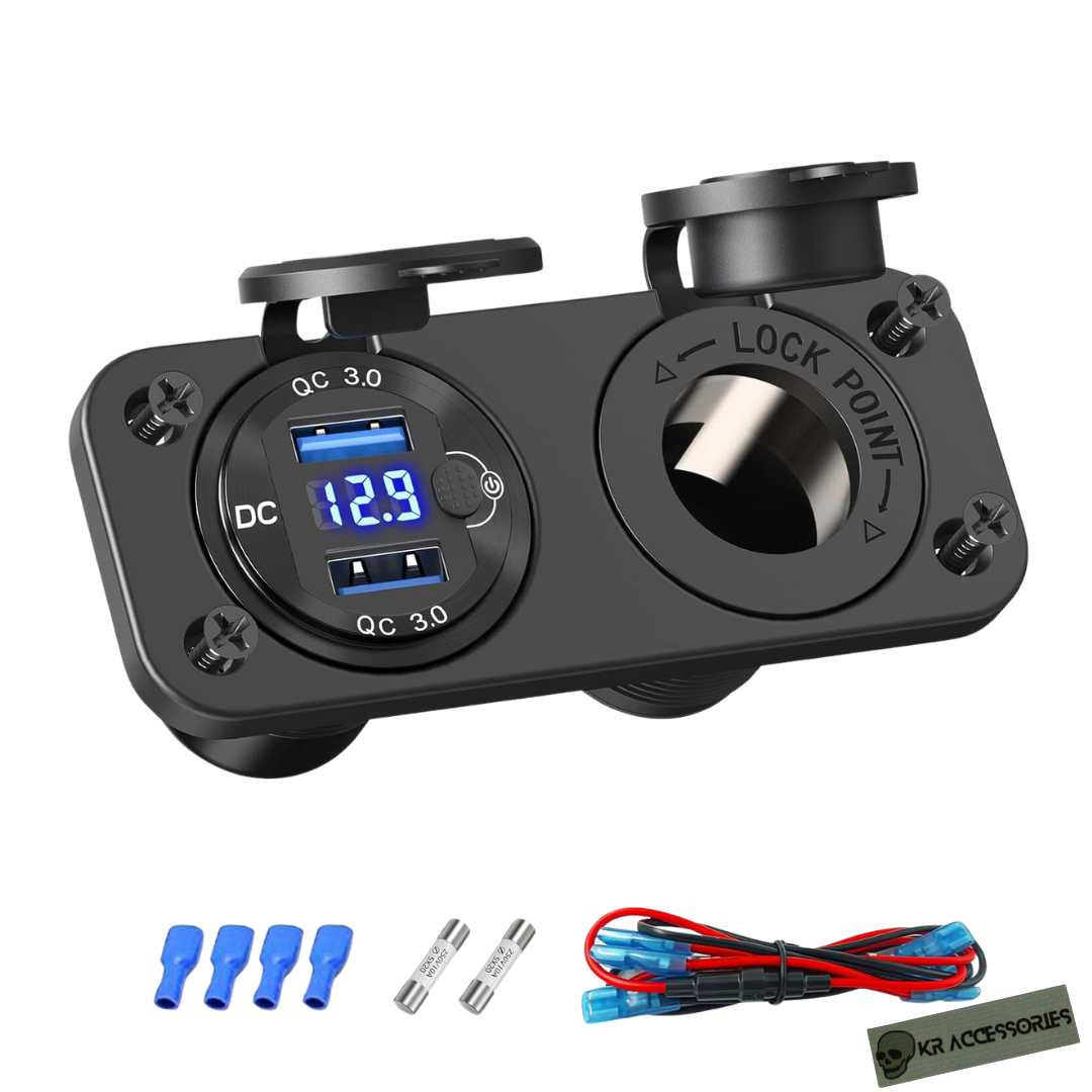 KR Dual USB and Cigarette Lighter Socket Panel - 12V | Shop Today. Get ...