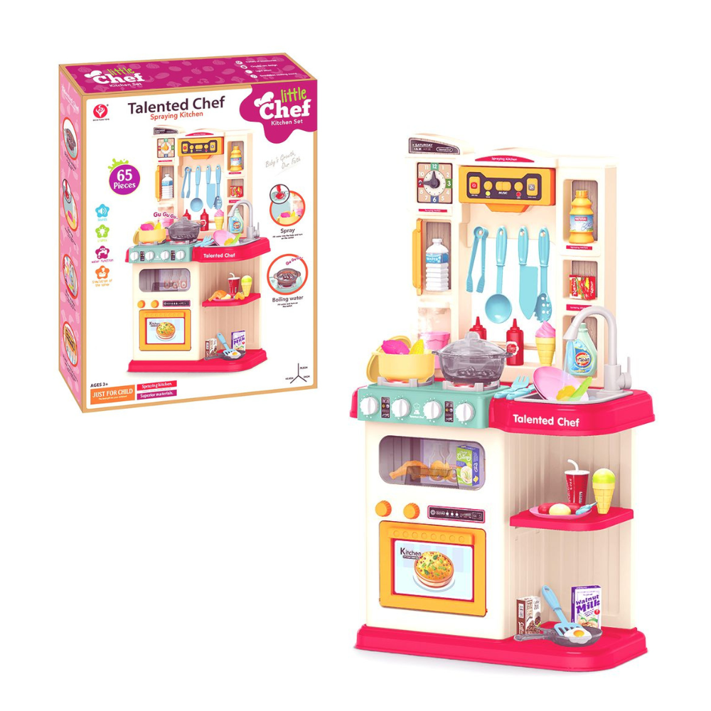Little Chef Pink Kitchen Set with Light, Sound & Effects - 65 ...