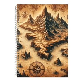 3D A4 Notebook Spiral and Lined with Maps Graphic Notepad Design ...