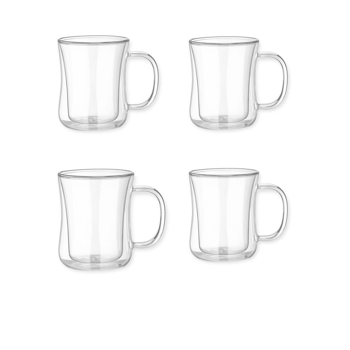 4 Piece Curved Glass Cup Drinking Mug Double Wall Glass Coffee Tea Mug 350ml Shop Today Get