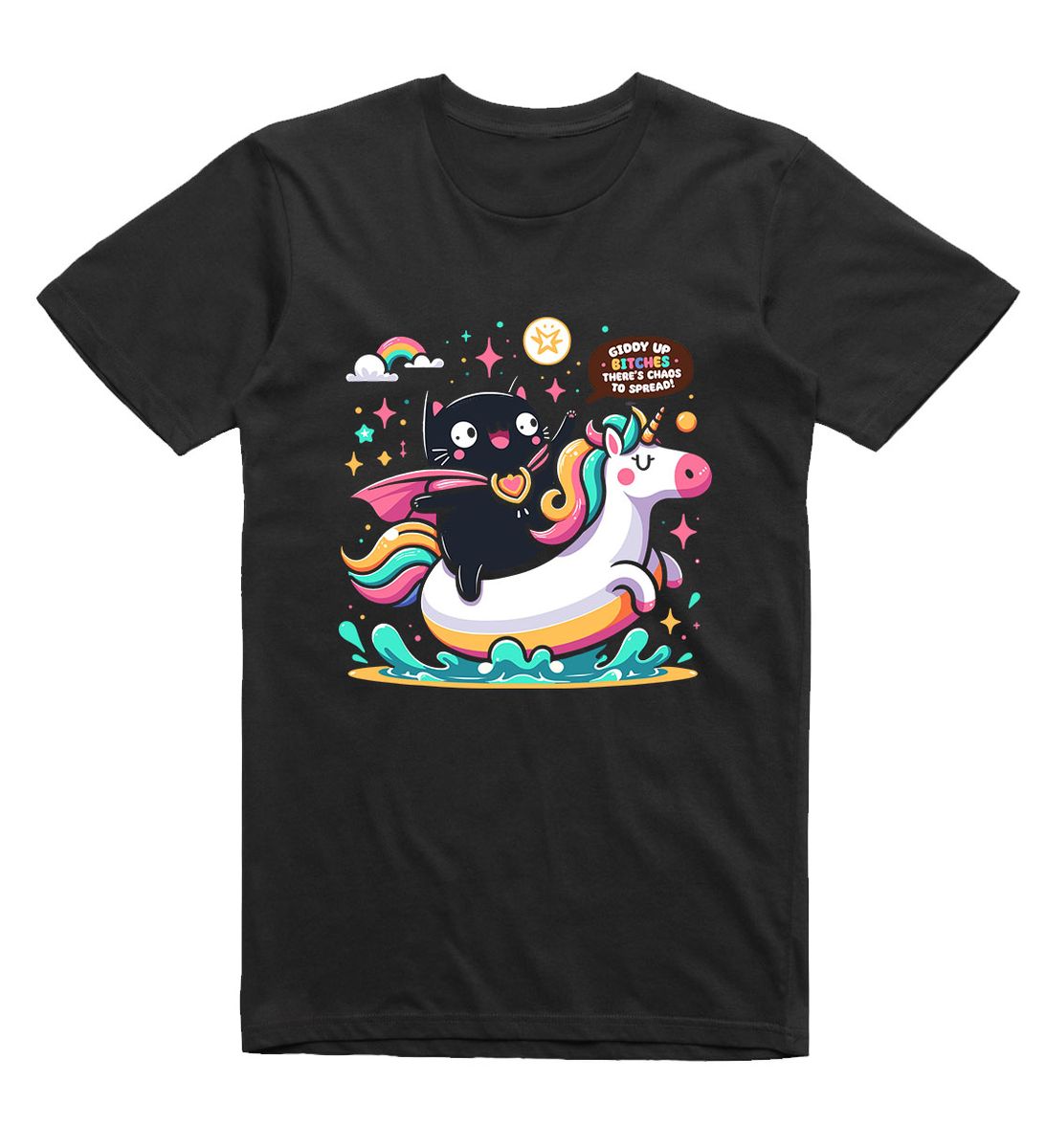 Giddy Up Funny Cat Sleeved T-Shirt | Shop Today. Get it Tomorrow ...