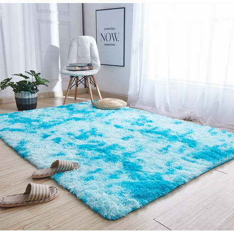 Blue fluffy rug store