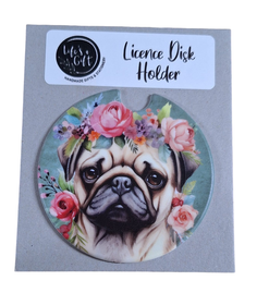 Dog & Flowers Licence Disk Holder - Big-eyes Pug | Shop Today. Get it ...