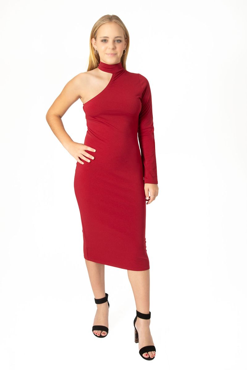 Women Deep Rose Red High Neck Bodycon Dress | Shop Today. Get it ...
