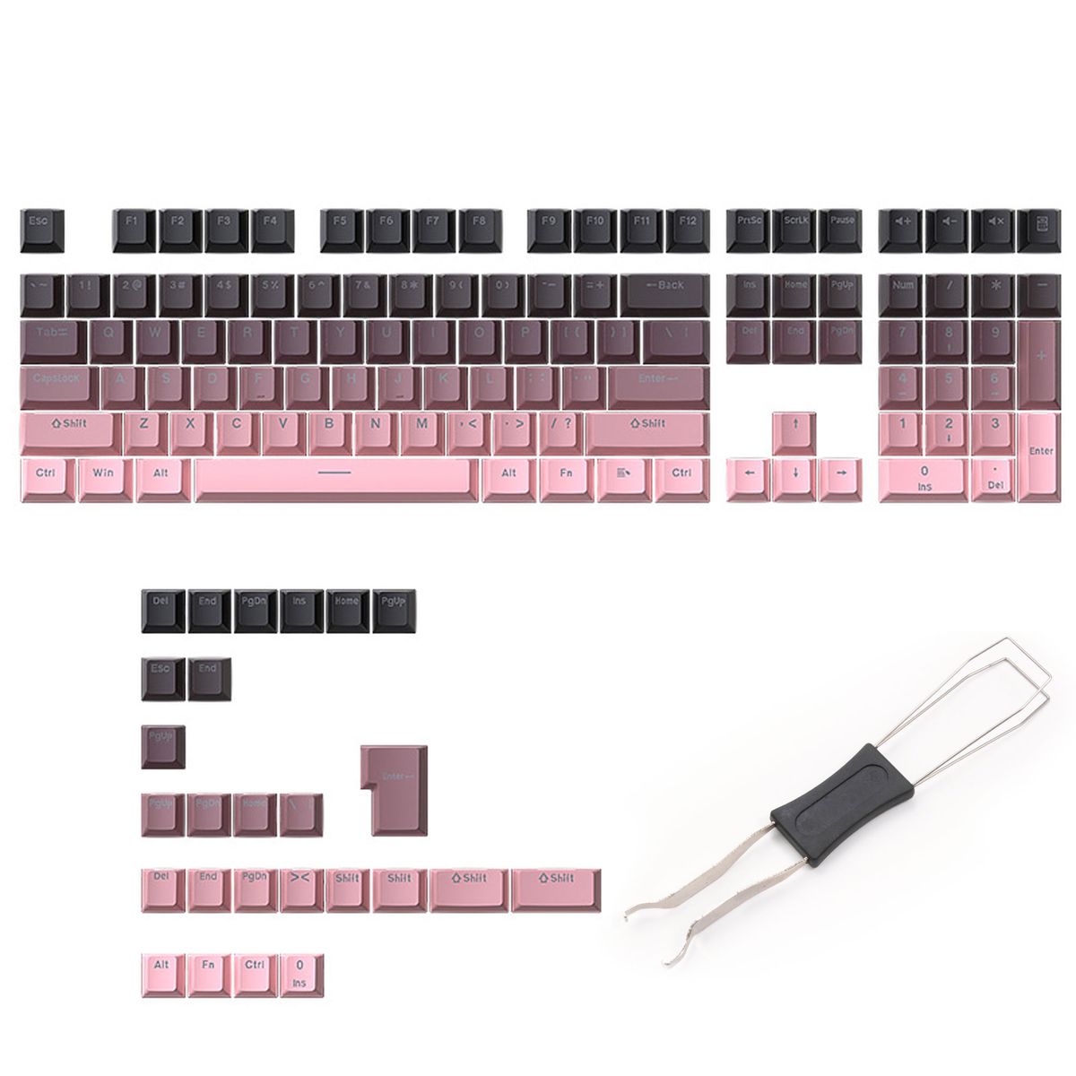 134 Black and Berry Keycap Double Shot PBT Front Printed Keyboard ...