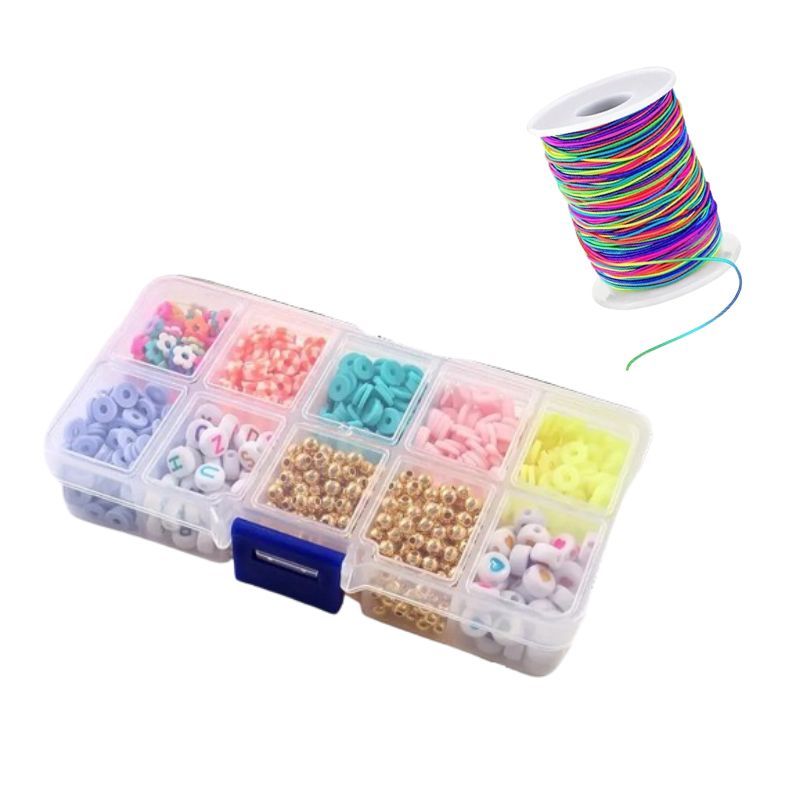 Kiddies Bead Making Set - 1280 Piece Kit & Rainbow Coloured Cord | Shop ...