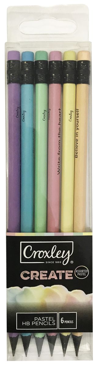 Croxley Create HB Pastel Woodfree Pencils 6 Pack | Shop Today. Get it ...
