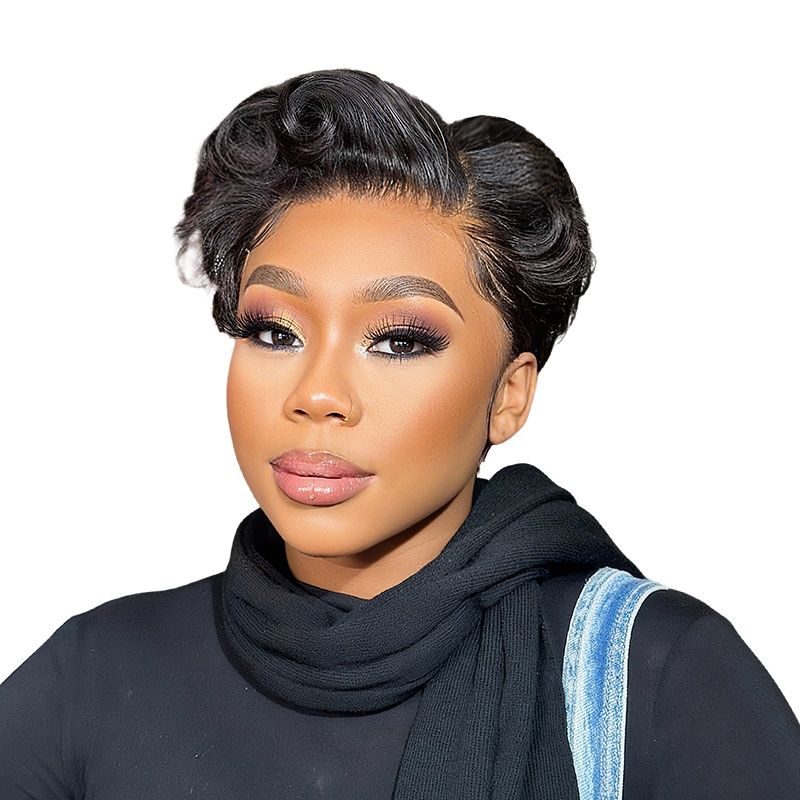 Geebuy Straight Pixie Cut-13x4 Frontal Brazilian Human Hair For Women ...