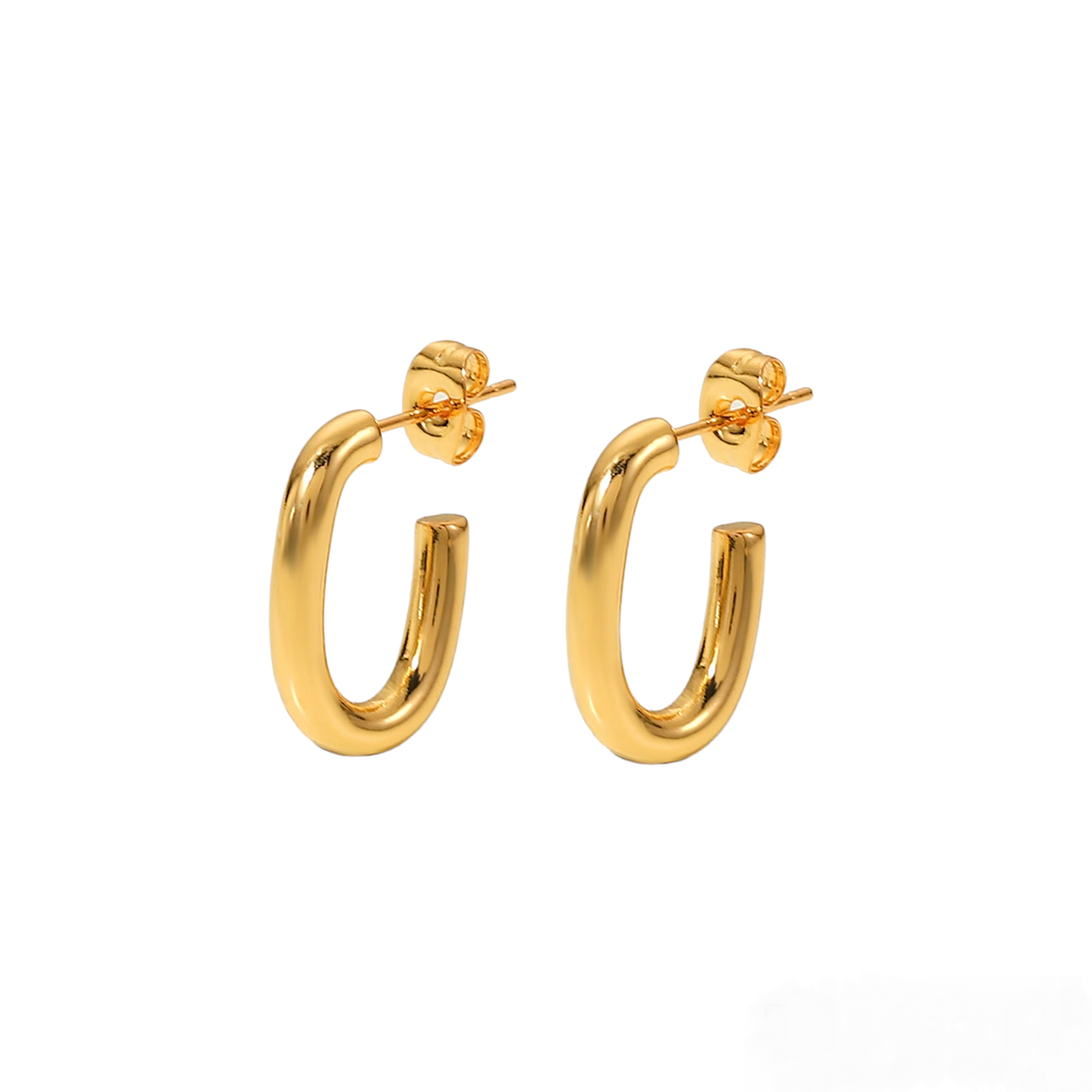 18K Gold Stainless steel C-Shaped Hoop Earrings for Women | Shop Today ...