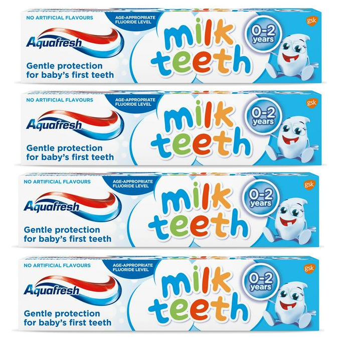 Aquafresh Milk Teeth Baby Tooth Paste 0-2 Years (4 x 50ml) | Shop Today ...
