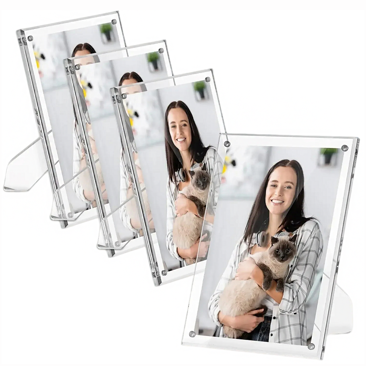4PK 6x8 Inch Acrylic Picture Frames With Stand Magnetic Photo Display ...