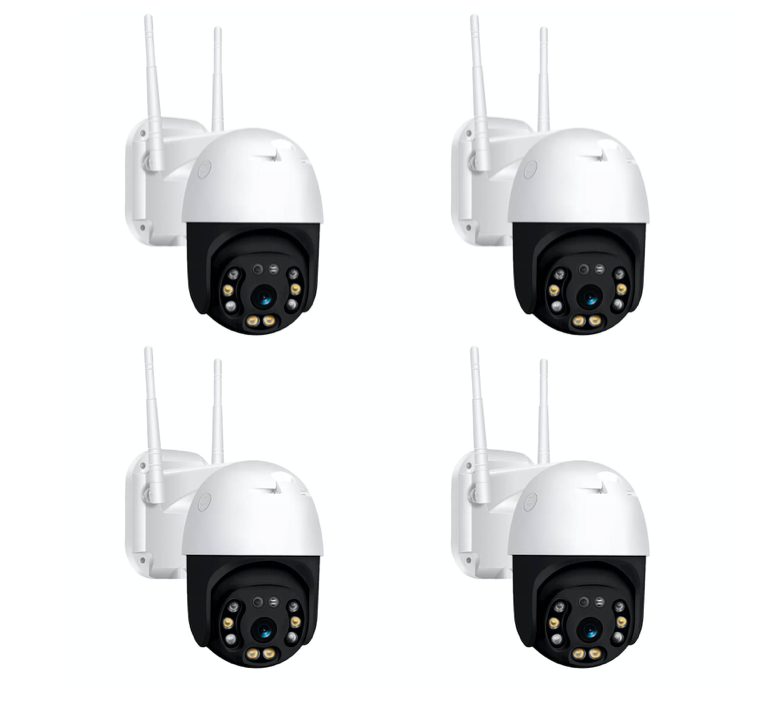 4 x Q-S4 MAX 8K WIFI IP Smart Surveillance Camera with 4 x 64GB SD Card ...