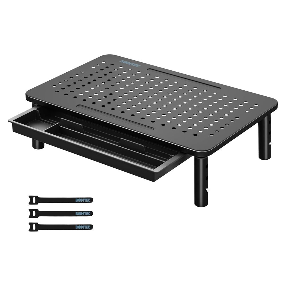 Bontec Monitor Laptop 3 Height Adjustable Desk Riser Stand Storage ...