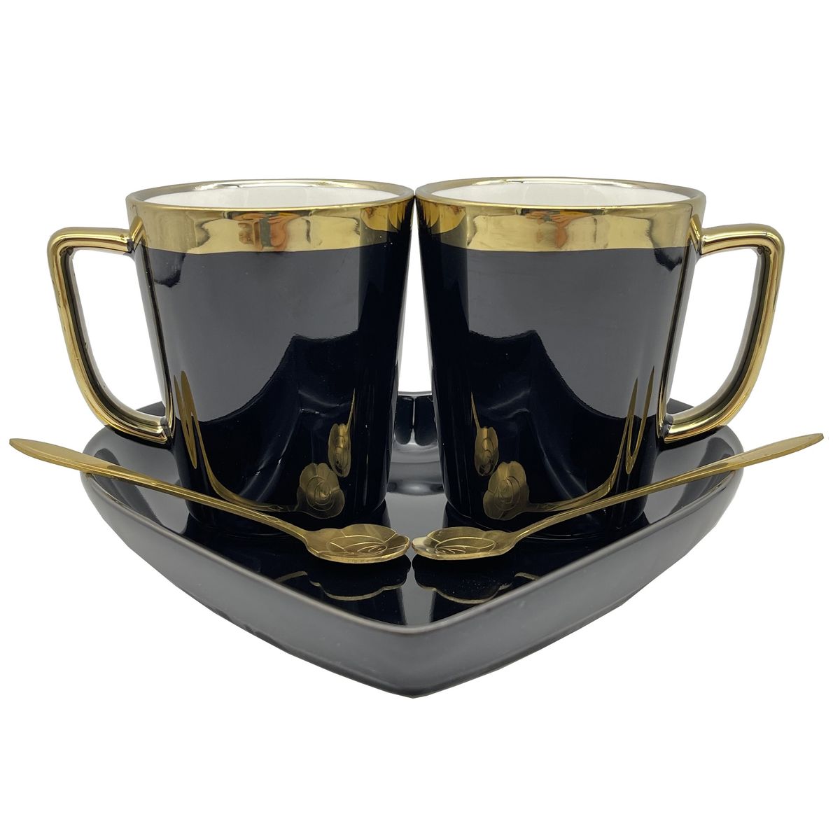 Elegant King 5-Piece Round Shape Tea & Coffee Mug Set - Black Rose ...