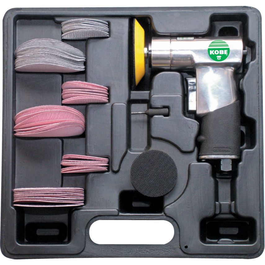 Kobe Green Line Mini Random Orbital Sander with 63 Piece Carry Case ...