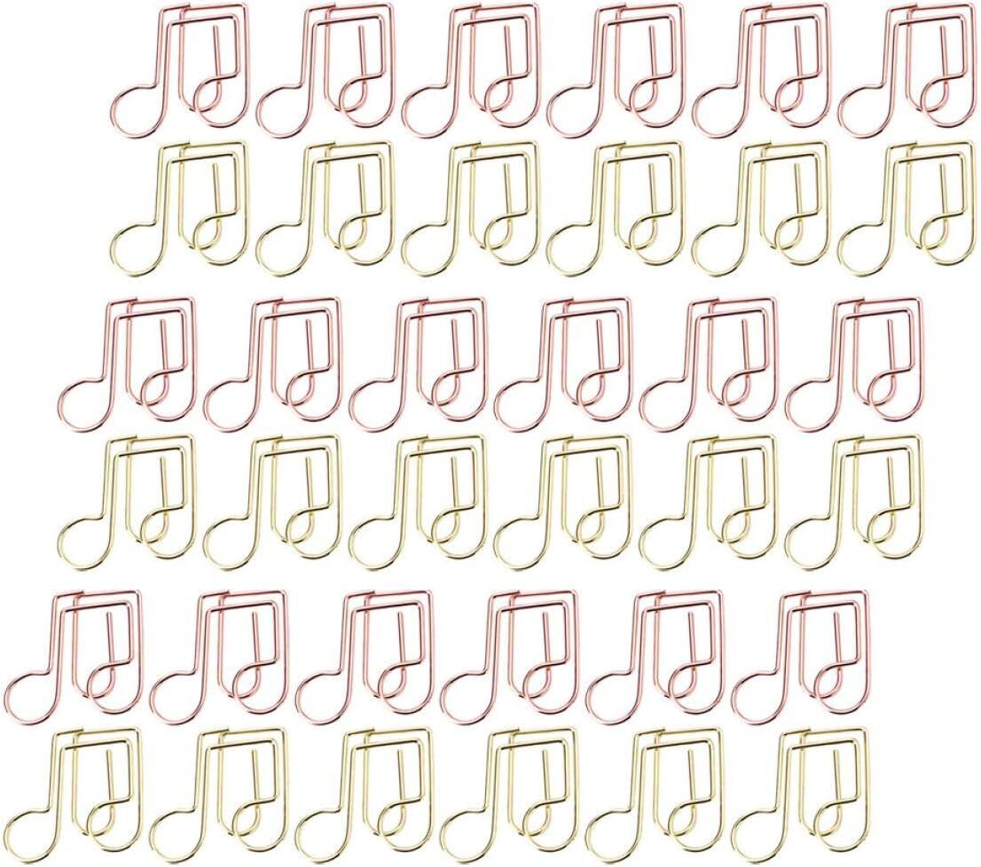 40pcs Metal Paperclips Small Music Note Paper Clips Colorful Document ...