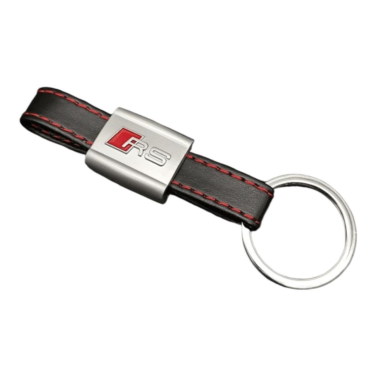 Audi RS Line Keychain - Faux Leather Strap with Red Stitching & Metal ...