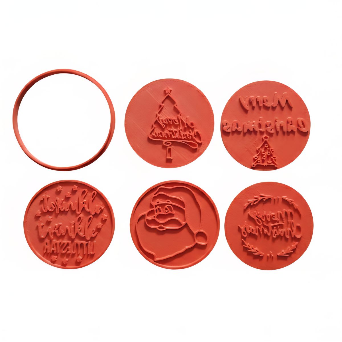Christmas Fondant Stamp Set - 5 Piece Round Embossing Stamps (6 cm ...