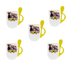 5-Piece Cows Mug Set with Spoon in Handle - 330ml | Shop Today. Get it ...