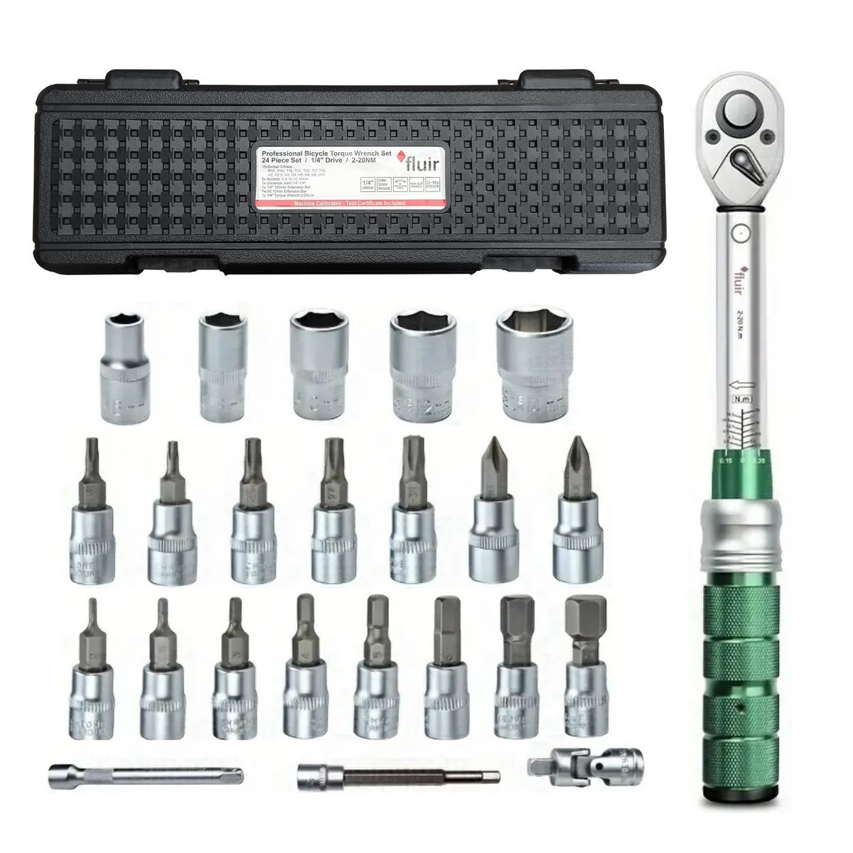 Fluir Workshop 24pc 2-20nm Torque Wrench Set 1/4" Drive - Green | Shop ...