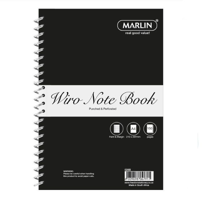 Marlin -A4 150 Page Side Spiral Note Book Punched & Perforated (Pack Of ...