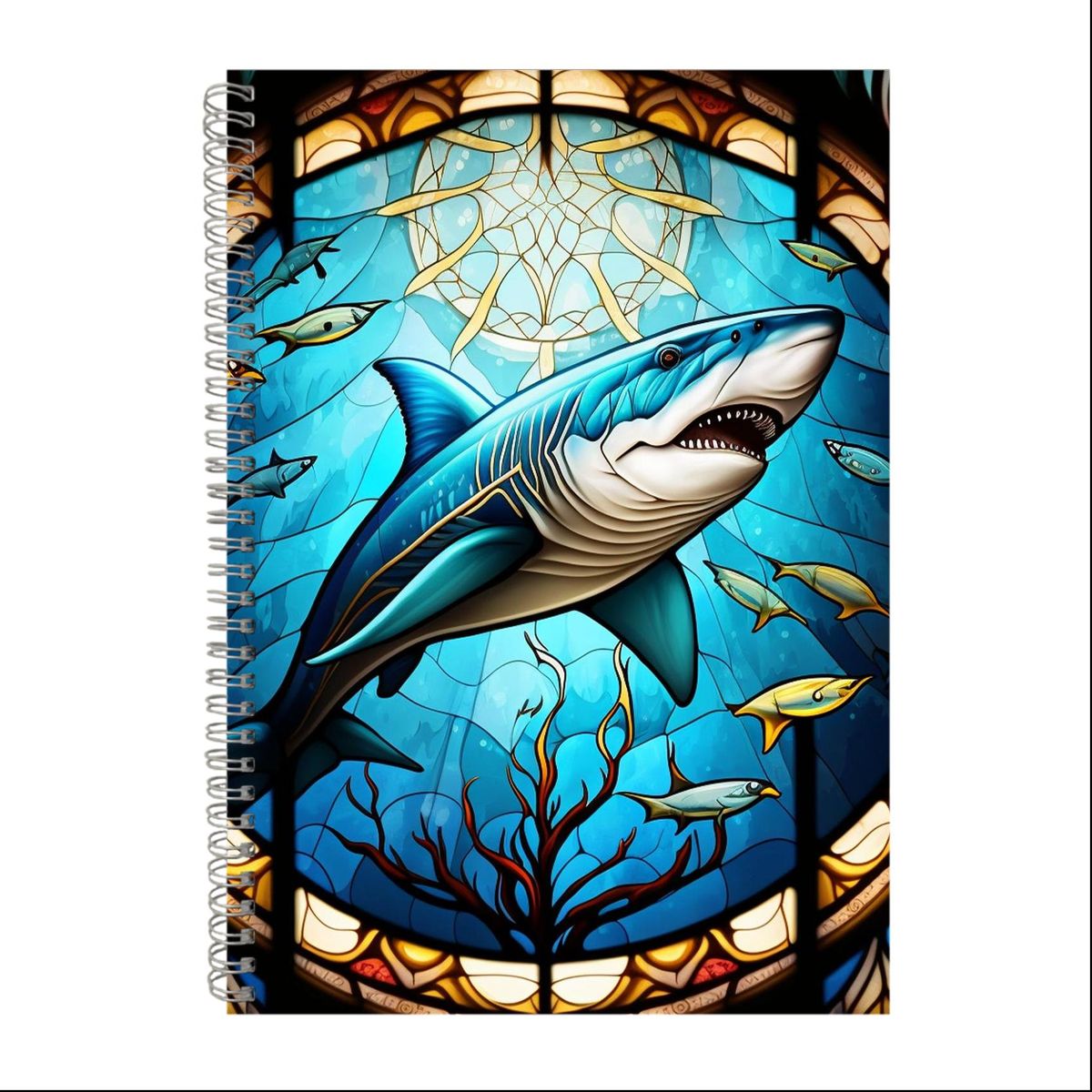 Shark Stained Glass Gift Idea A4 Notepad 261 | Shop Today. Get it ...