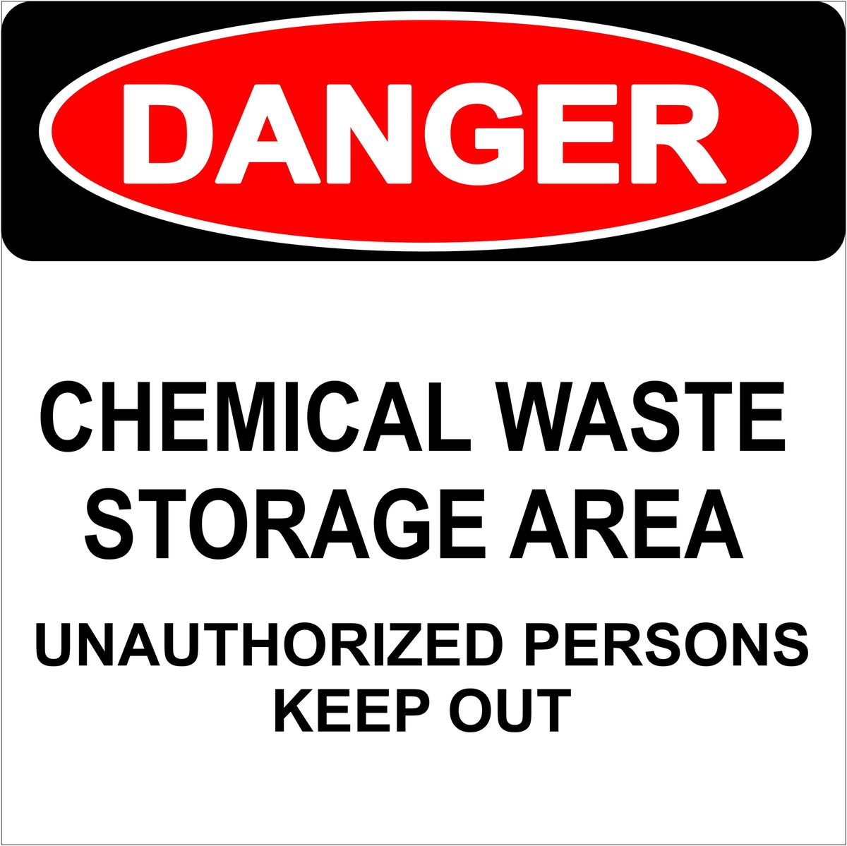 Danger Chemical waste Storage Area 29x29cm Sign | Shop Today. Get it ...
