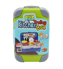 Mini Kitchen Play Set Portable Cooking Suitcase - Kitchen Trolley Bag ...