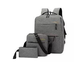 3 Pieces Backpack Back To School Shoulder Bag Bookbags-Grey | Shop ...