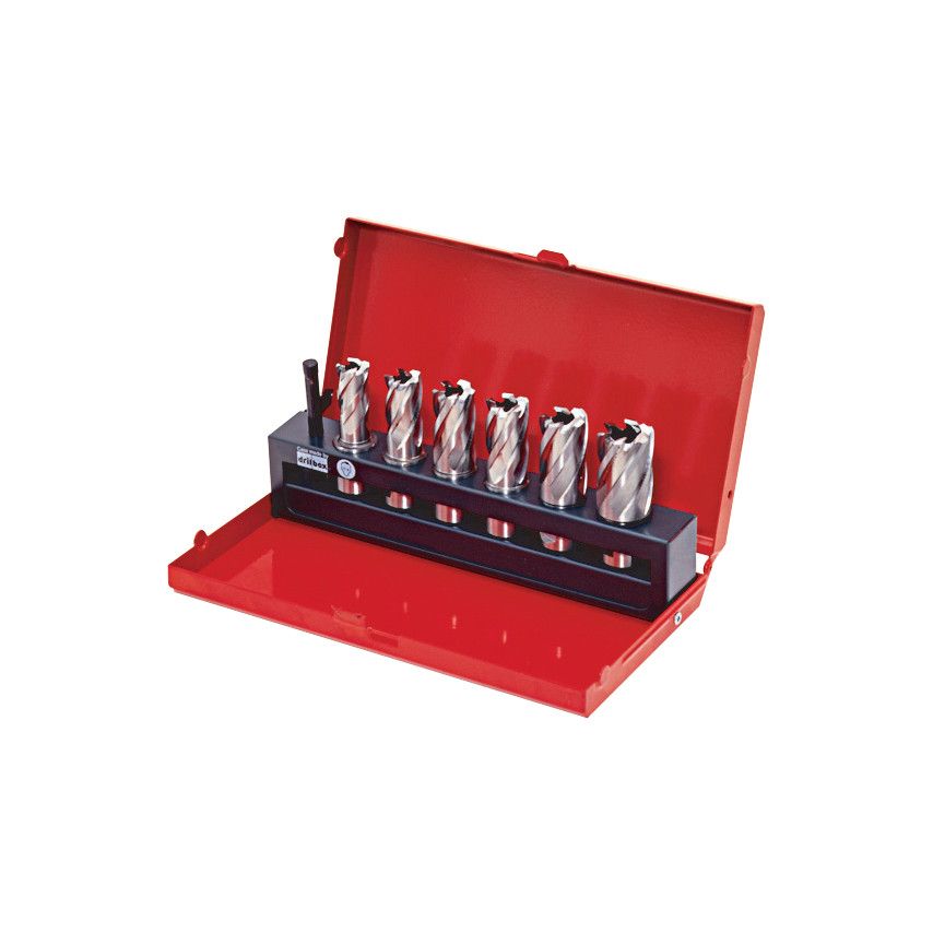 HSS Type Annular Mag Drill Hole Cutter Short 6 Piece Set in metal Case ...