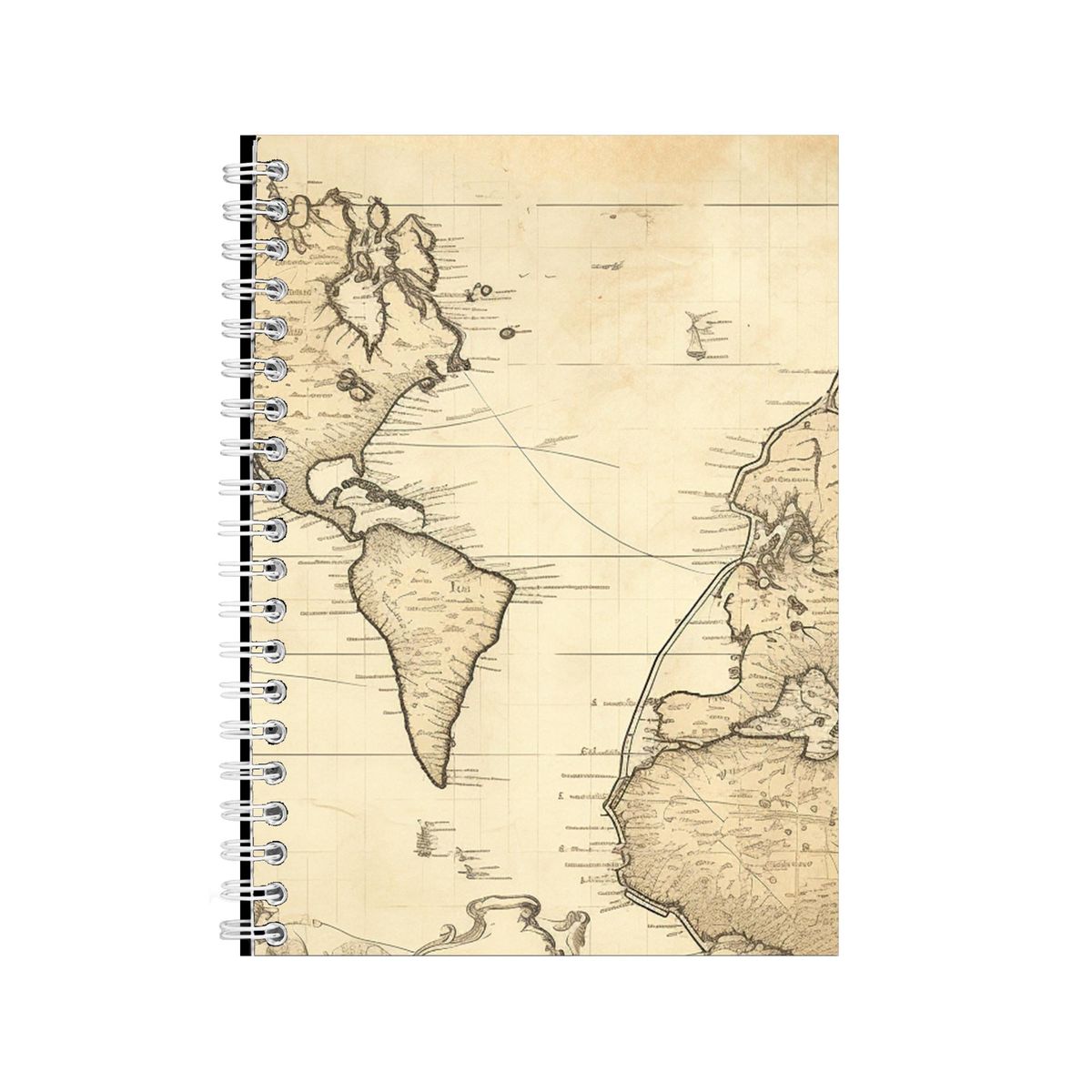 White A5 Notebook Spiral and Lined Maps Graphic Notepad Design Present ...