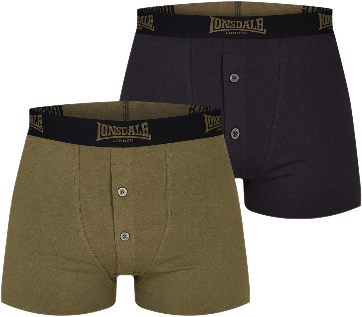 Lonsdale - Men's 2 Pack Boxers - Black/Khaki (Parallel Import) | Shop ...