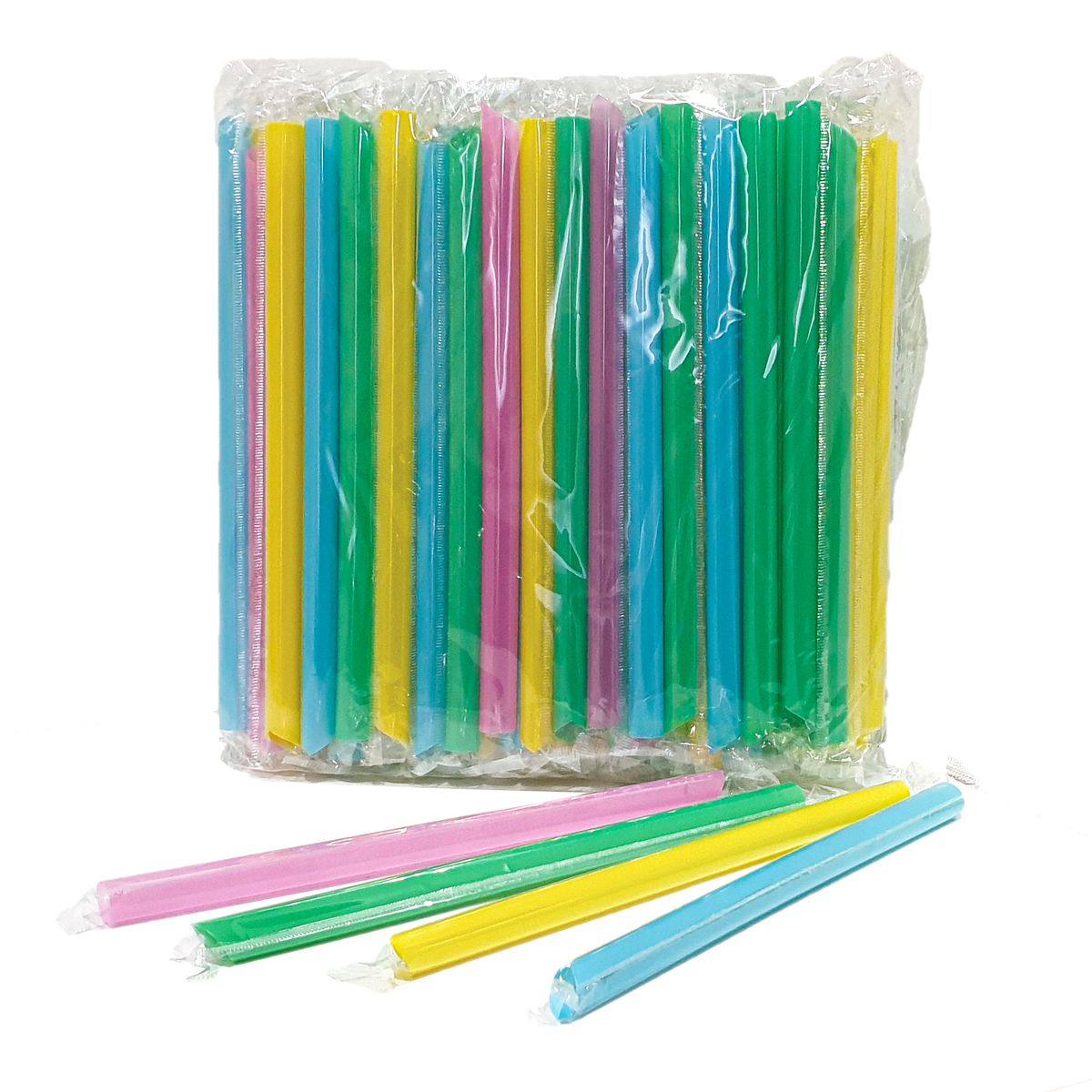 Plastic Straws - Individually Wrapped - 100 Piece Pack - Multicolor ...