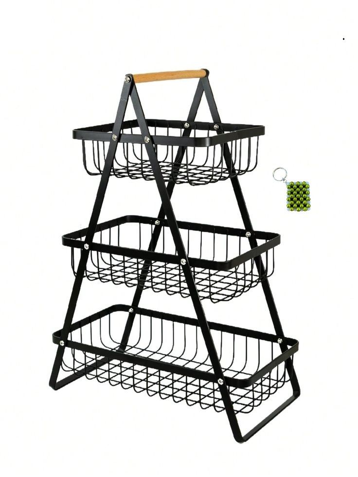 Fruits and Vegetables Rack/Holder - 3-Tier Wire Basket Stand & KeyRing ...
