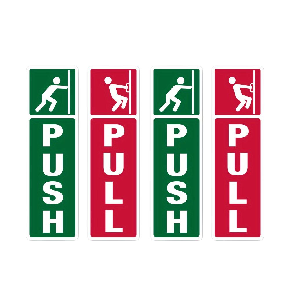 4 Pieces Pull/Push Sticker Sign Kits Vertical Decal Self-Adhesive ...