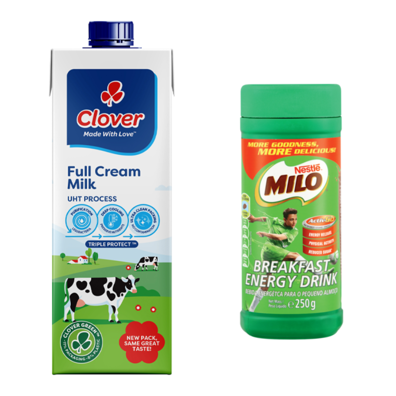 Clover Long Life Full Cream Milk 1 Litre + Nestle Milo 250g | Shop ...