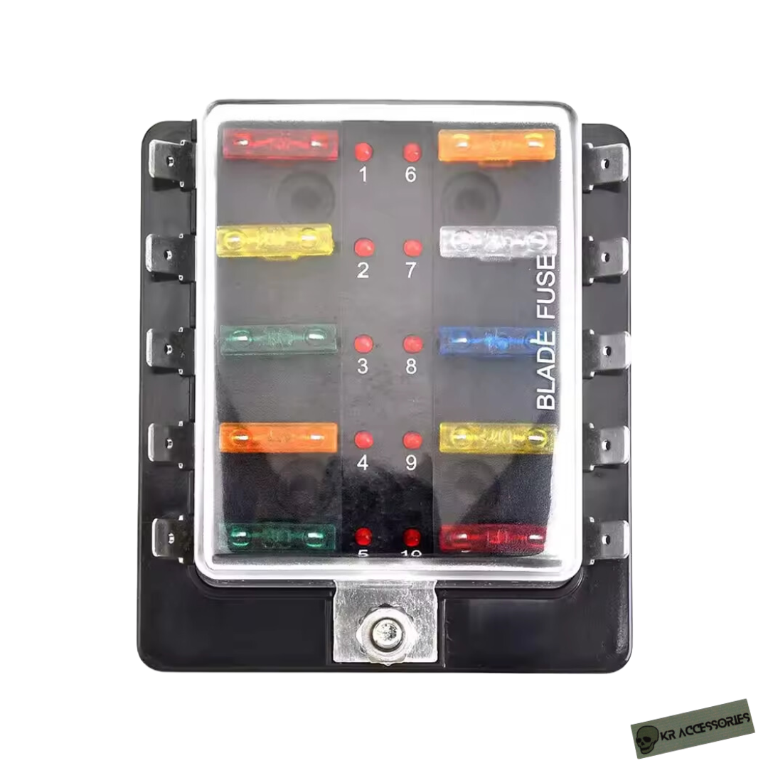 10 Way Spade Terminal Fuse Box Block with LED Warning Light | Shop ...