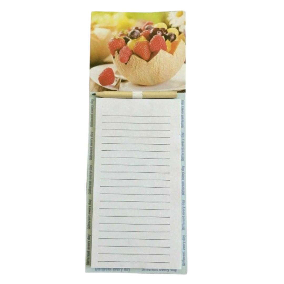 Magnetic Fridge Notepad with Pen - Fruit Design, Lined Shopping List ...