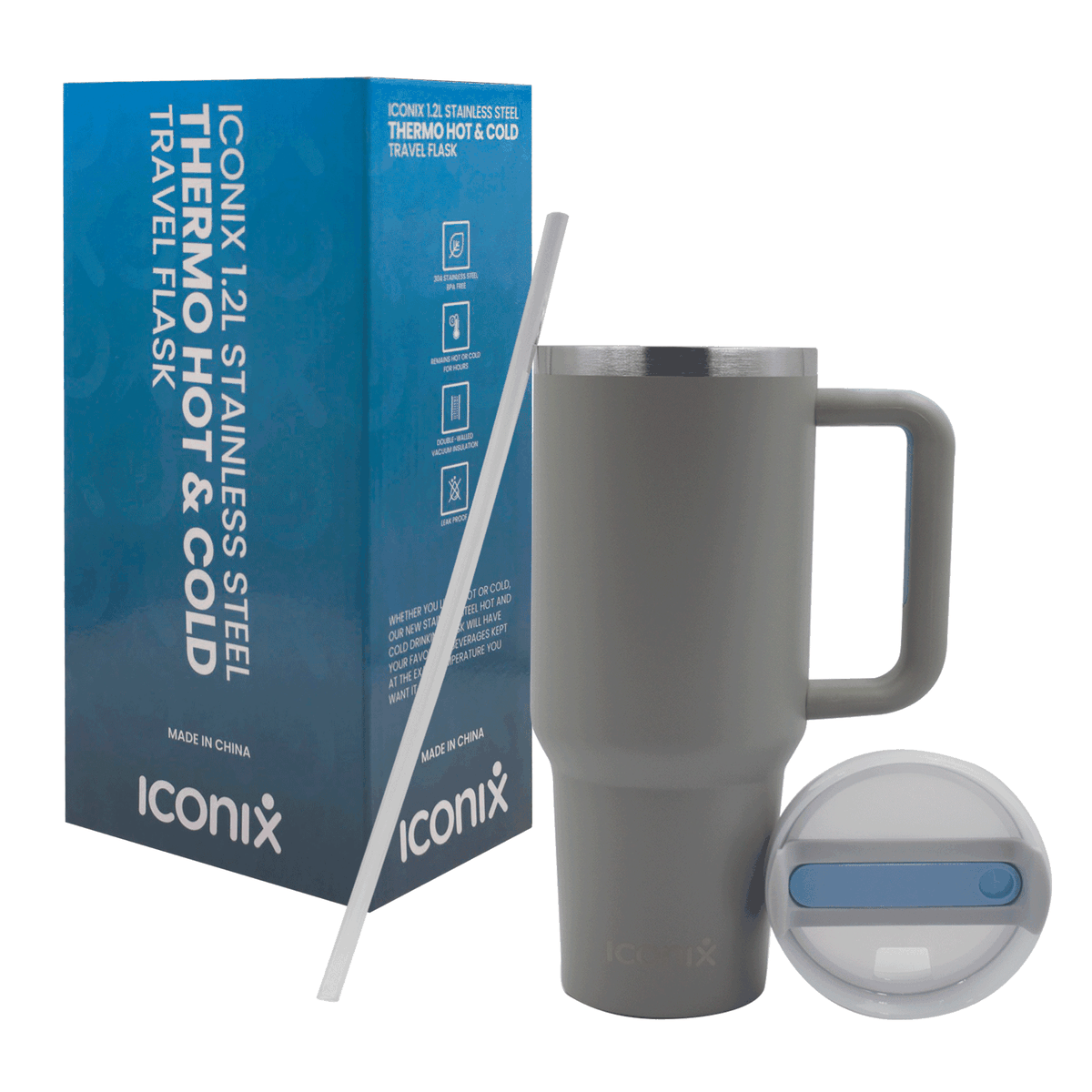 Iconix 1.2L Stainless Steel Travel Flask with Silicone Lid | Shop Today. Get it Tomorrow ...