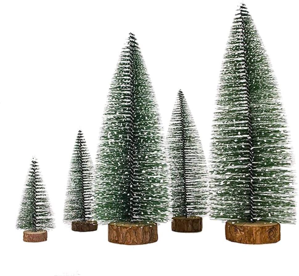 5 Pieces Artificial Mini Christmas Sisal Snow Frost Trees - ctristmas ...