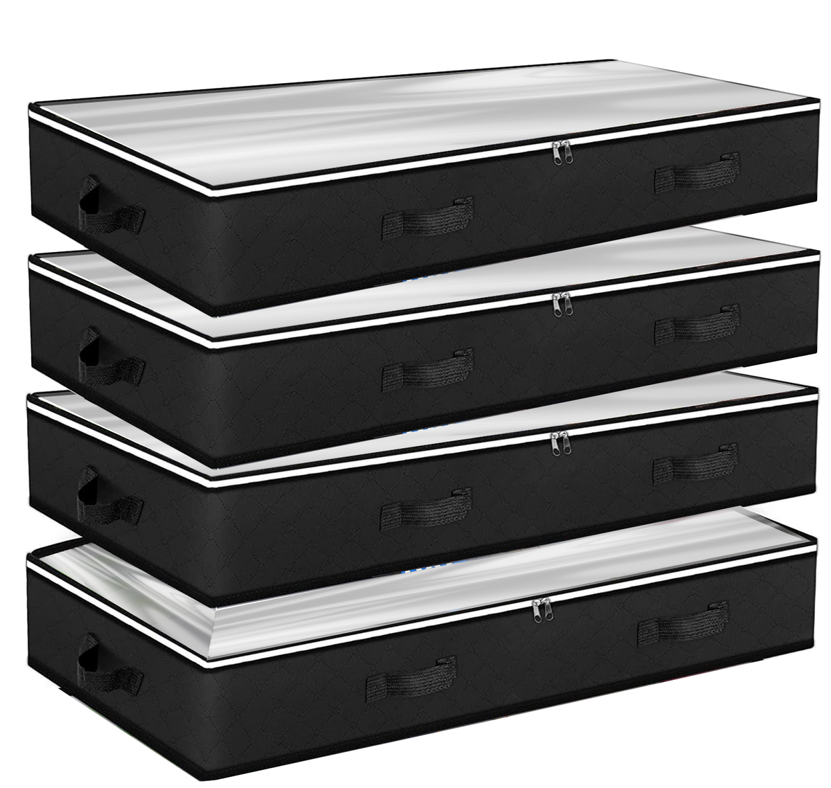 4P Under Bed Storage Containers, Closet Organizers With Clear Window ...