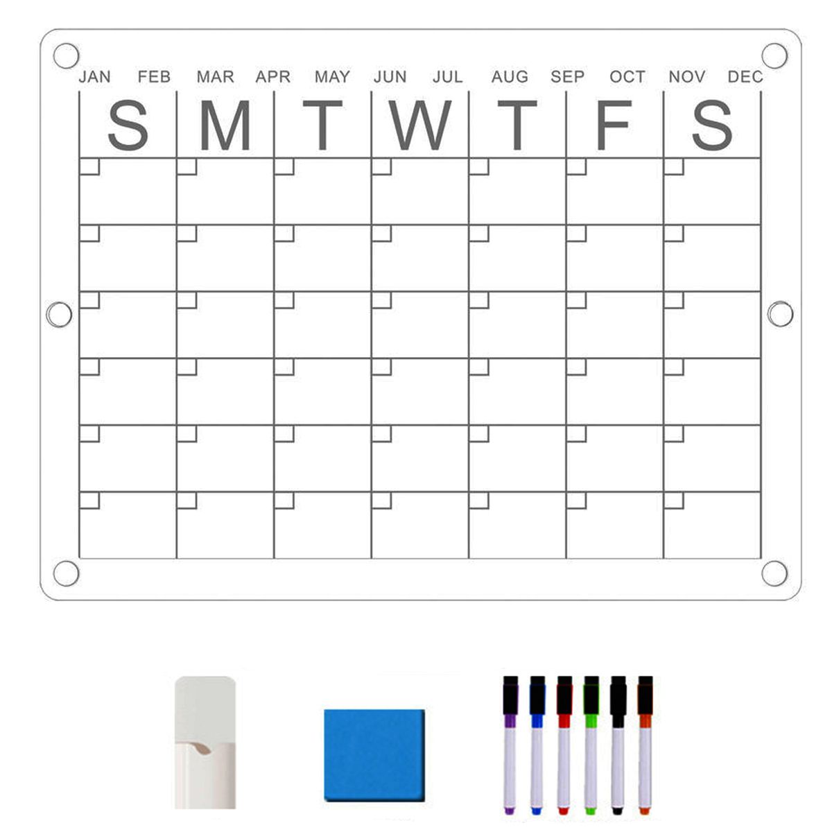 Acrylic Magnetic Dry Erase Board - Monthly Fridge Planner with Notes ...