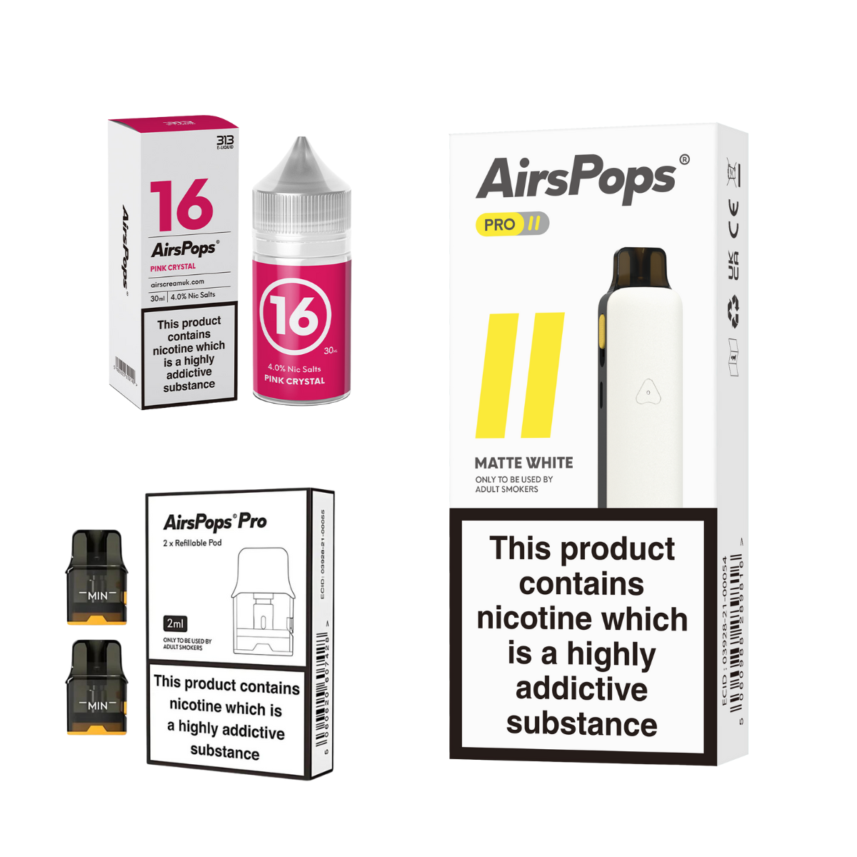 AirScream AirsPops PRO II, Pro Refillable Pod & 30ml Pink Crystal E ...
