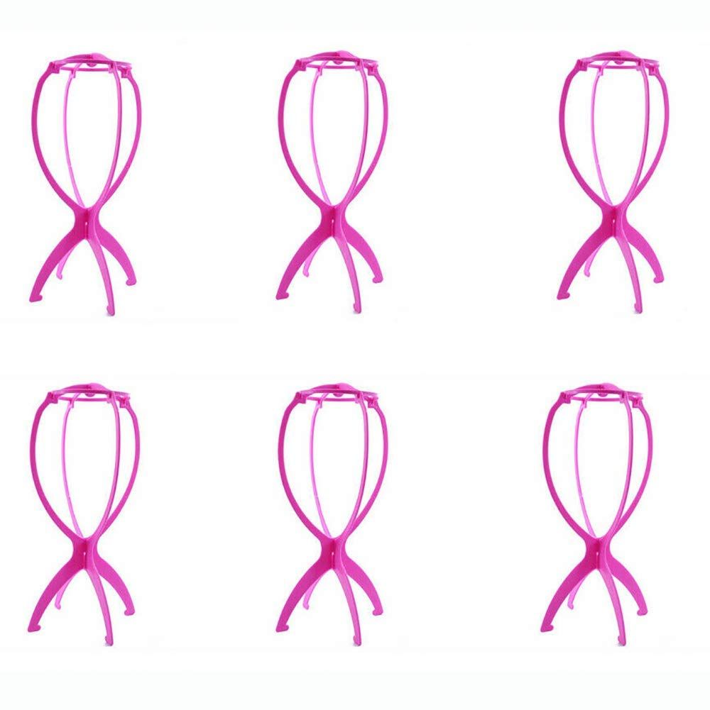 6 x Pink Plastic Wig Display Stands - Foldable Hair Holder | Shop Today ...