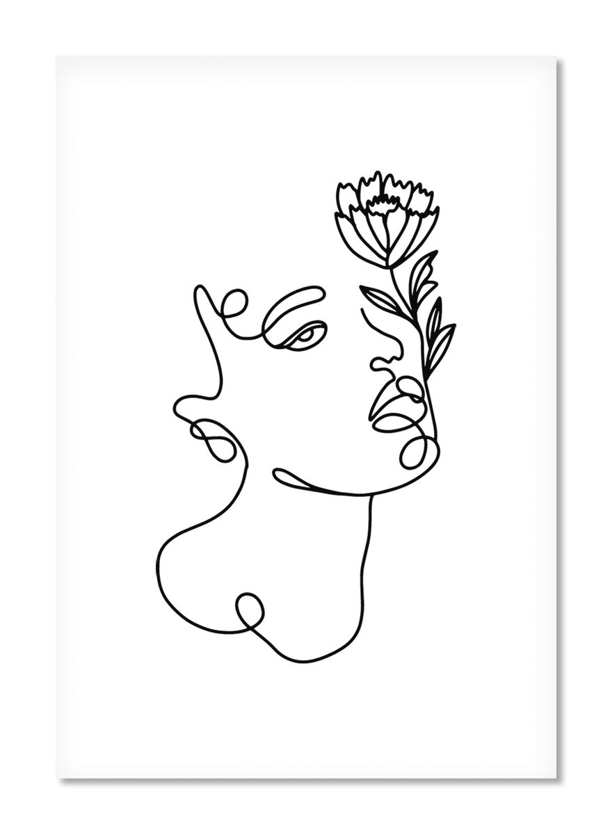 Line Art Abstract Face With Flowers Shop Today Get It Tomorrow