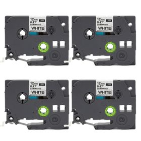 4 Pack TZ-231 Label Tape Cartridge Black On White for Brother Label ...