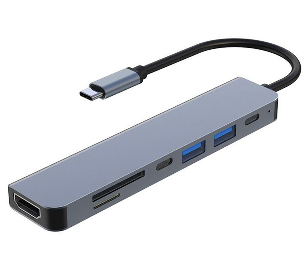 Aluminum 7 in 1 USB C Hub with 4K HDMI, 100W PD, 2xUSB 3.0, USB C Data ...