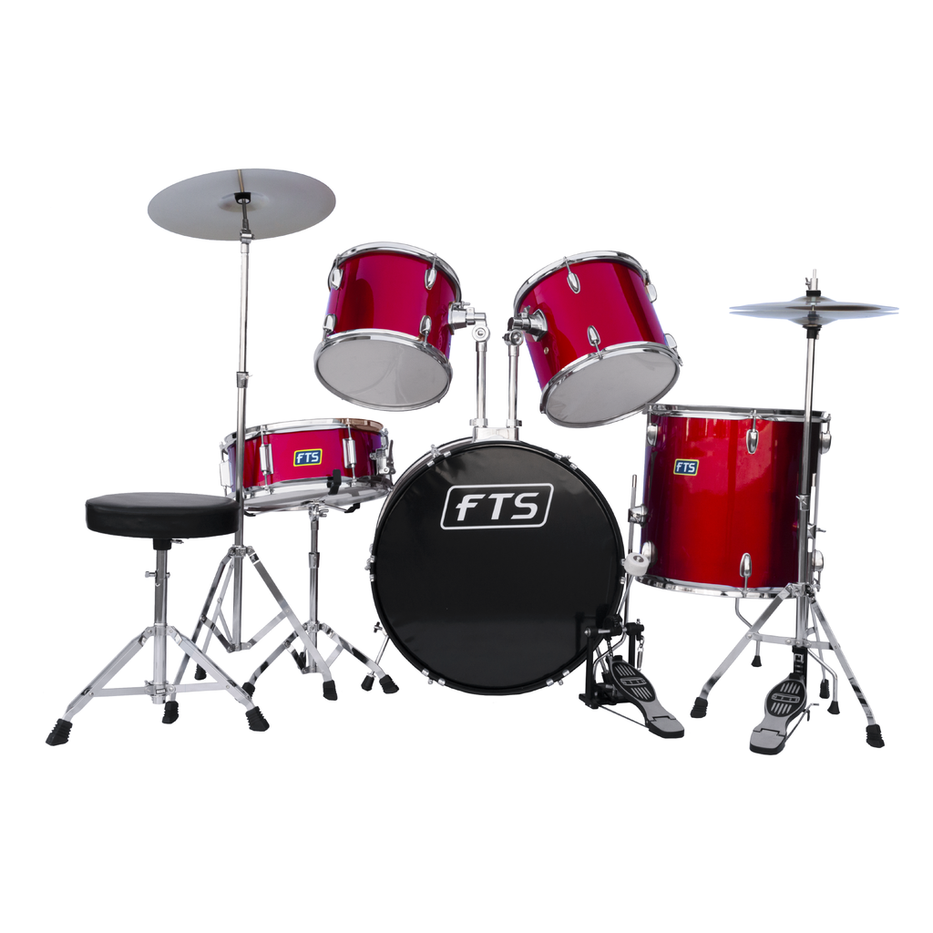 FTS JW22165PVC-16 RED 5PC Drum Set With Cymbals And Throne | Shop Today ...