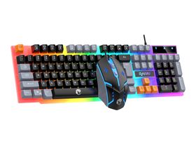 RAIKU - T26 - Wired Keyboard & Mouse Set With Rainbow Backlighting ...